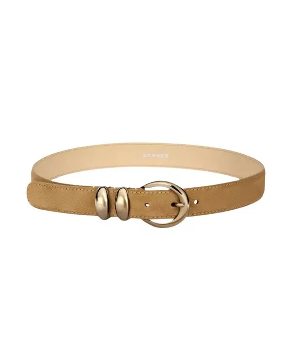 Sandro Buckle Suede Belt - Beige