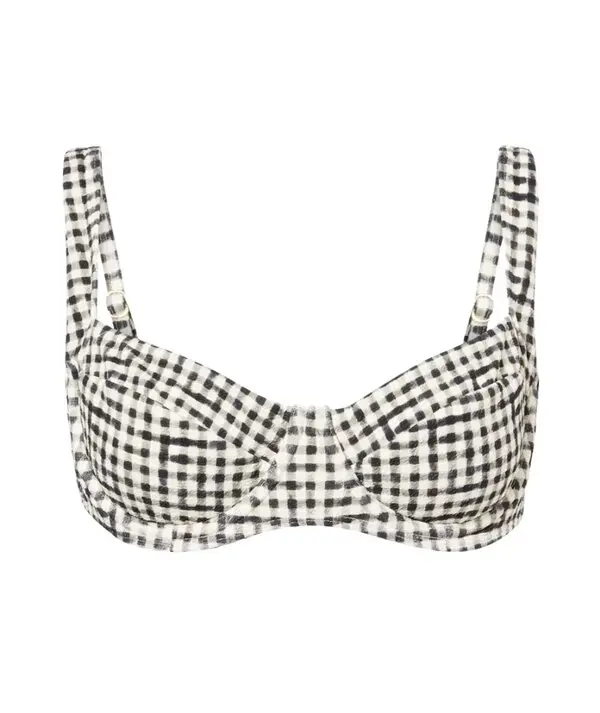 Monday Swimwear Sorrento Gingham Underwired Bikini Top - Black Gingham