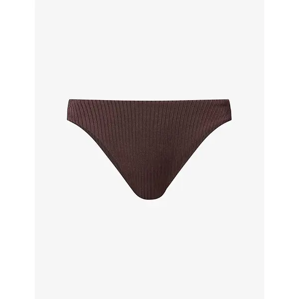 Monday Swimwear Seychelles Stretch-rib Bikini Bottoms - Espresso Wide Rib