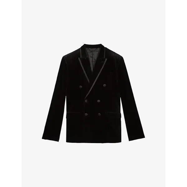 The Kooples Double-breasted Velvet Suit Jacket