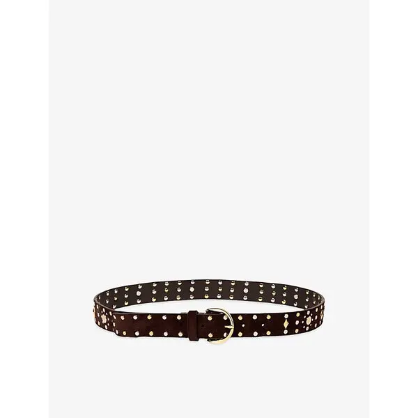 Sandro Stud-embellished Suede Belt - Brown