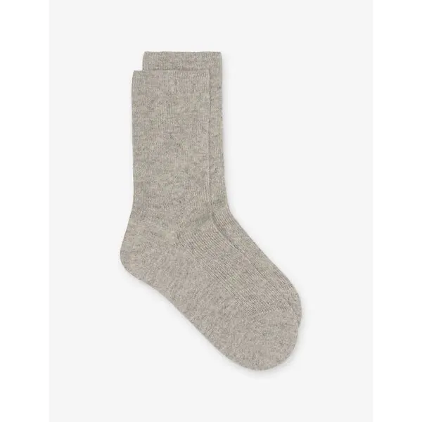 Sweaty Betty Logo-embroidered Cashmere Crew Socks - Light Grey Marl