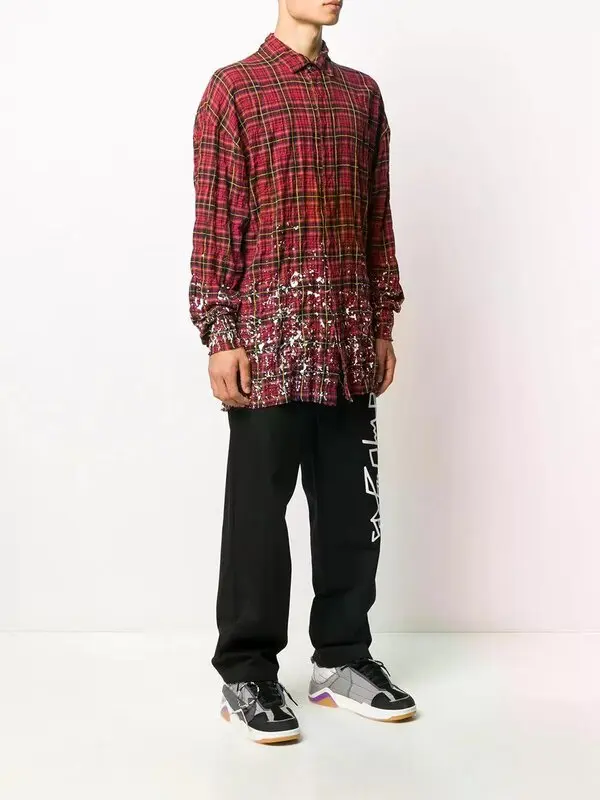Palm Angels Paint Splatter-print Check Shirt