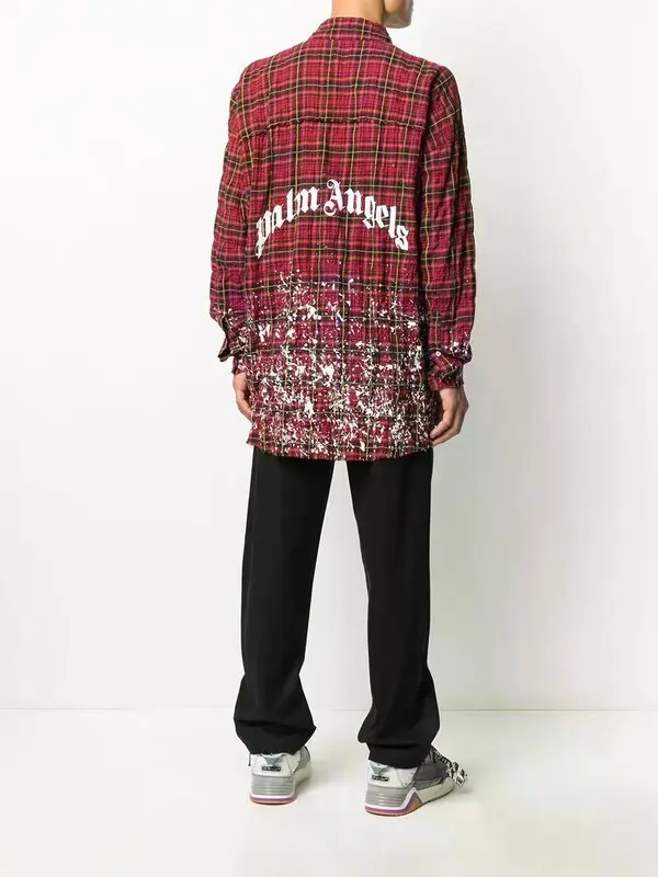 Palm Angels Paint Splatter-print Check Shirt