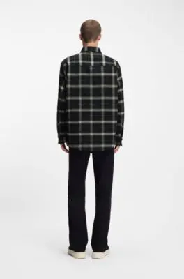 Hugo Checked Oversized-fit Overshirt In Cotton Twill