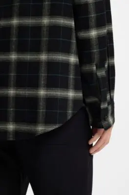 Hugo Checked Oversized-fit Overshirt In Cotton Twill