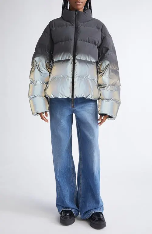 Alexander Wang Reflective Gradient Puffer Jacket - Silver/black
