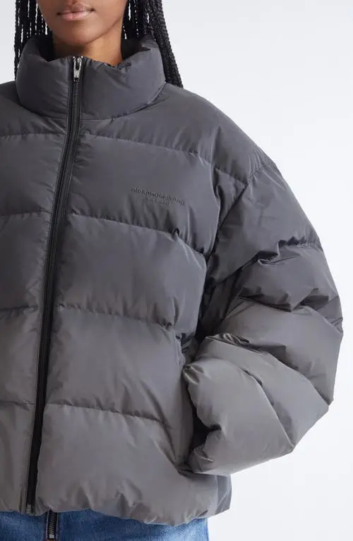 Alexander Wang Reflective Gradient Puffer Jacket - Silver/black