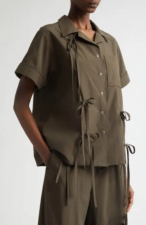 RENAISSANCE RENAISSANCE Bunny Bow Detail Cotton Camp Shirt