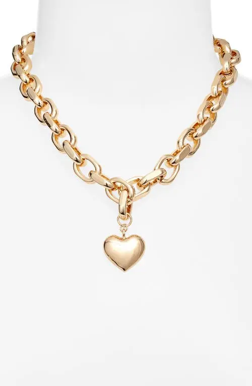 OPEN EDIT Puffy Heart Pendant Chain Necklace