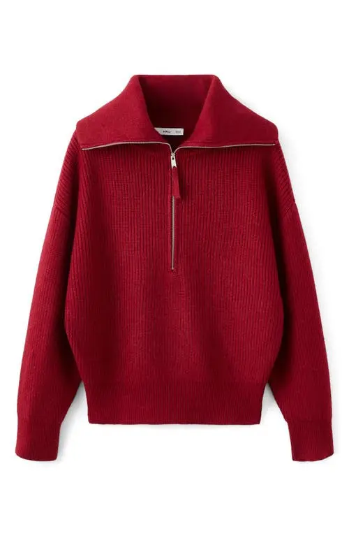 Mango Rizin Rib Half Zip Sweater