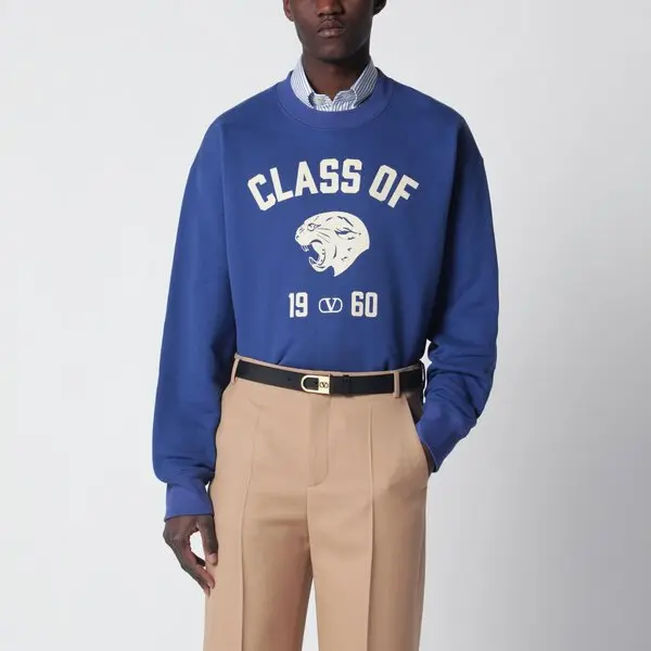 Valentino Garavani Sweatshirt With Panther Print - Blue