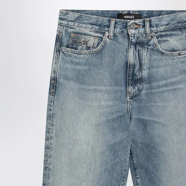 Versace Washed Denim Jeans With Studs