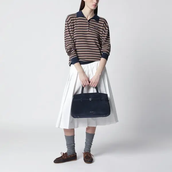 Manu Atelier Le Cambon 35 Suede Bag - Blue