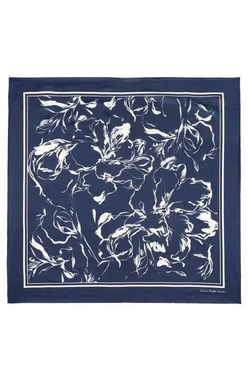 Ralph Lauren Artisitic Silk Square Scarf - Navy
