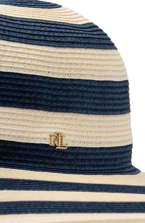 Ralph Lauren Stripe Straw Sunhat - Navy/natural