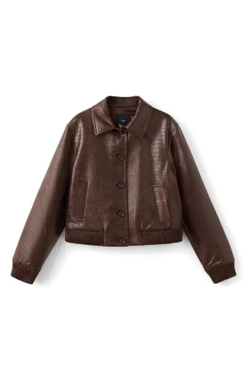 Mango Crocodile Embossed Faux Leather Jacket