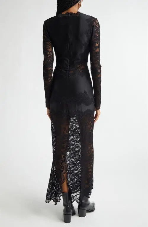 Rabanne Long Sleeve Jersey & Lace Gown - Black