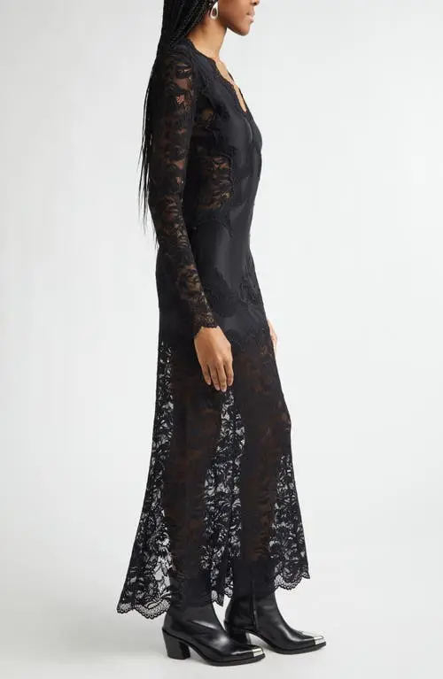Rabanne Long Sleeve Jersey & Lace Gown - Black