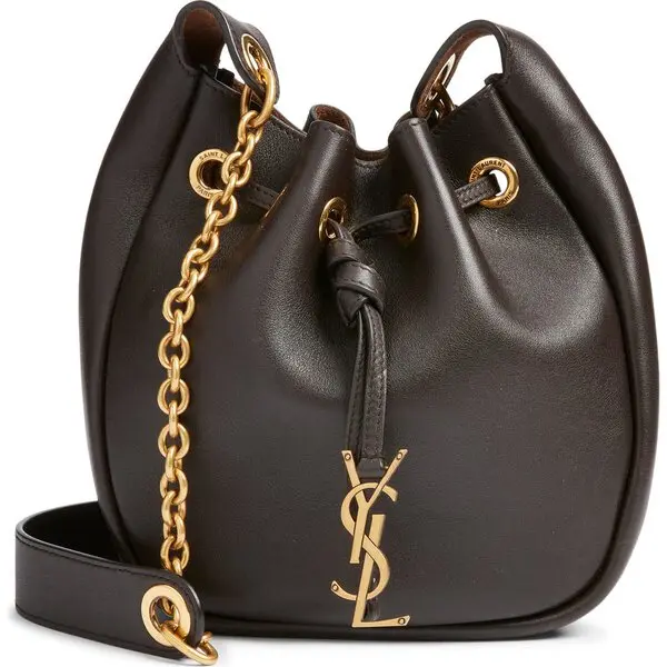 Saint Laurent Paris Vii Leather Bucket Bag - Fondente/dark Cigar