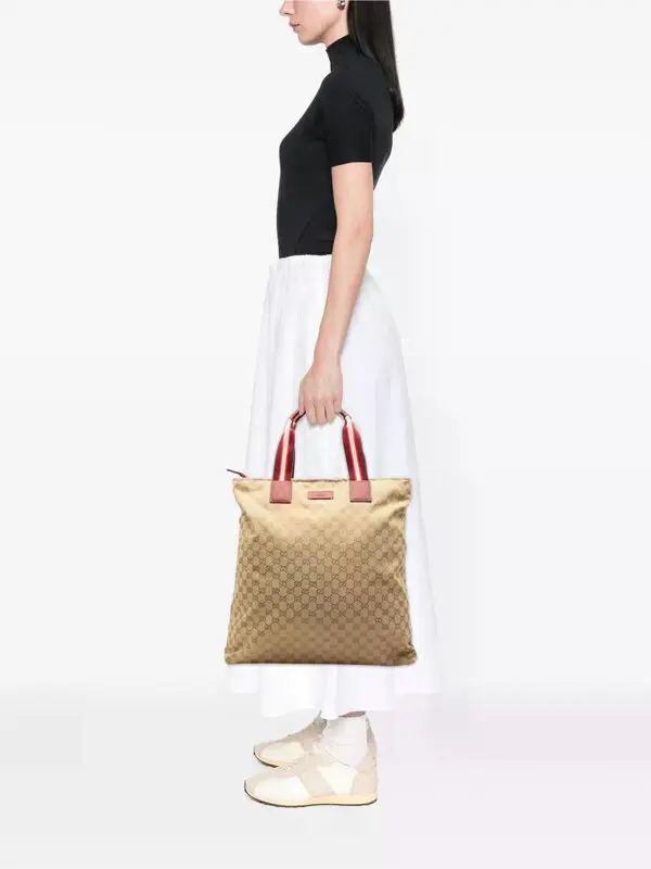 Gucci Gg Canvas Web Tote Bag