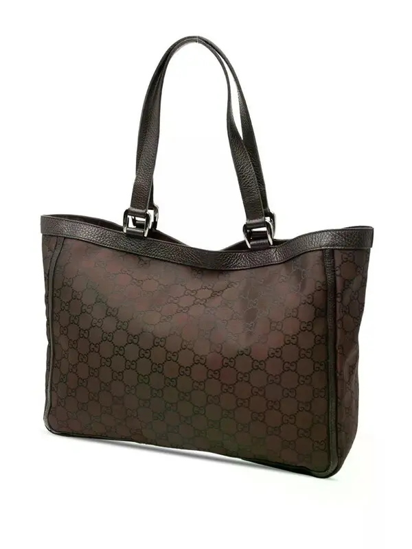 Gucci Gg Nylon Abbey D-ring Pocket Tote Bag - Brown