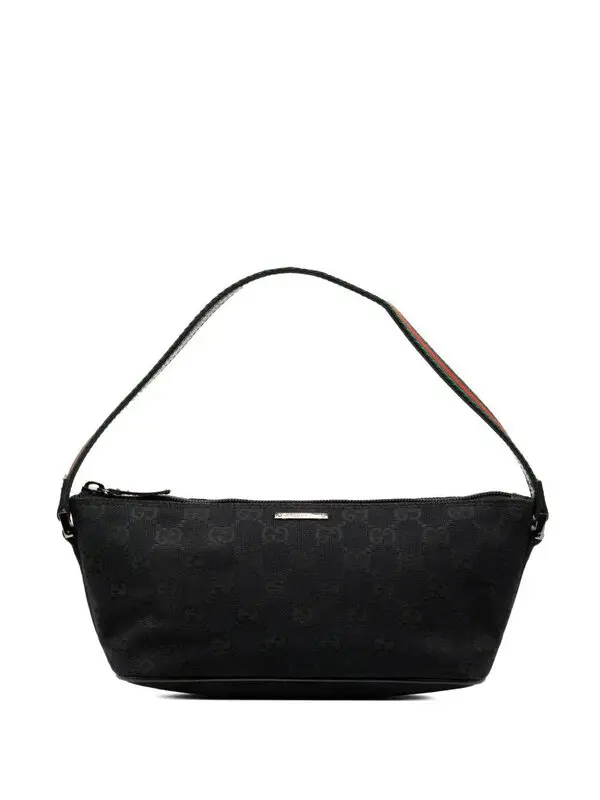 Gucci 2000-2015 Gg Canvas Web Boat Shoulder Bag - Black