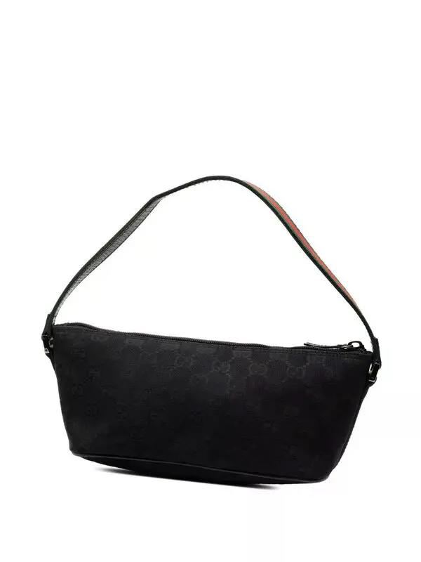 Gucci 2000-2015 Gg Canvas Web Boat Shoulder Bag - Black