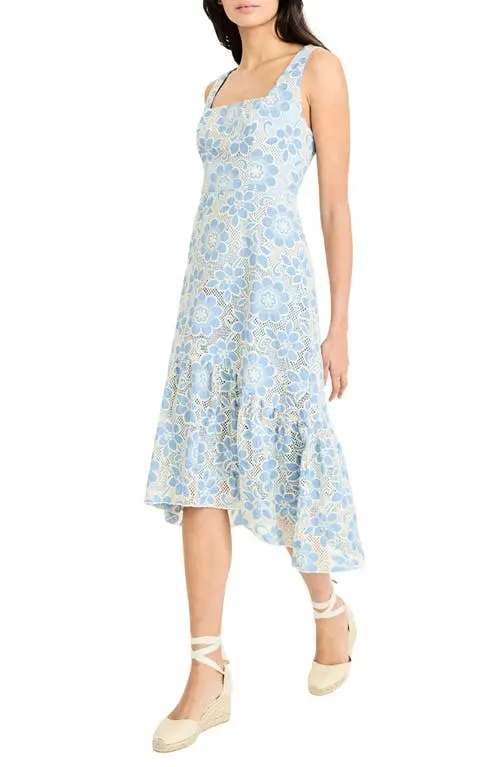 Maggy London Floral Embroidery High-low Midi Dress