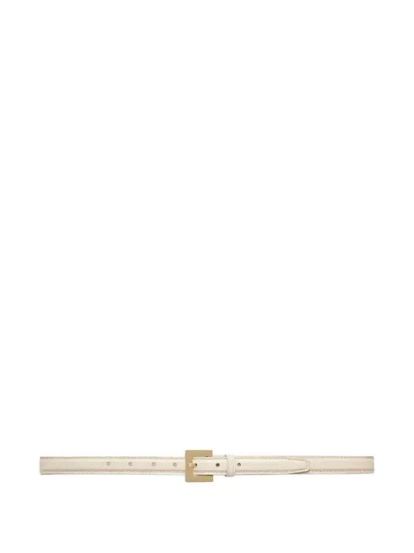 ANINE BING Nicola Crinkled Patent Leather Belt - White