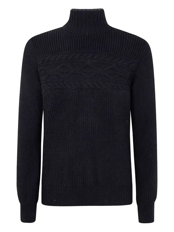 Zegna Wool High Neck Sweater - Black