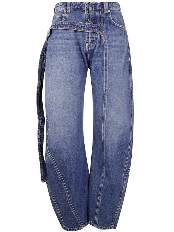JEAN PAUL GAULTIER Low Waisted Jeans With Strap Detail - Blue