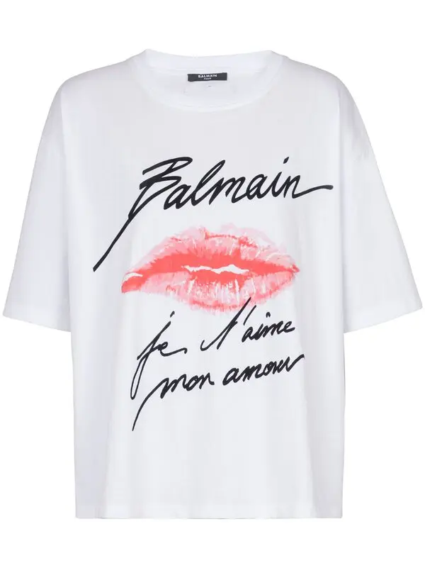 Balmain Ss Kiss Print T-shirt - White