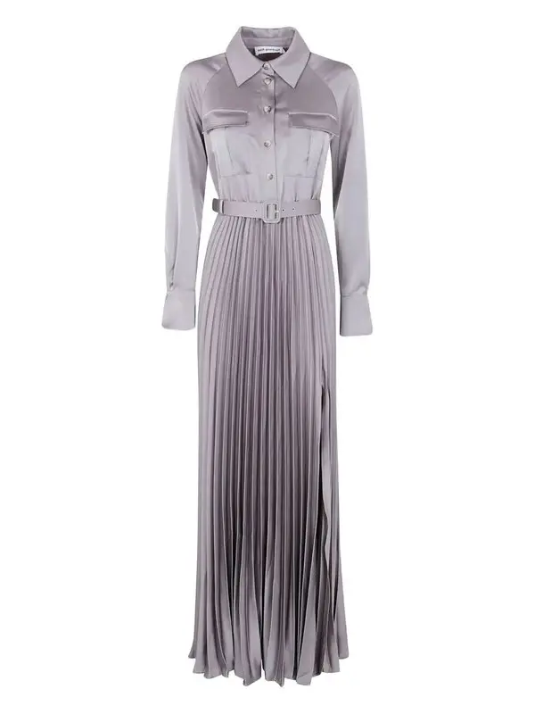 SELF-PORTRAIT Satin Pleated Maxi Dress
