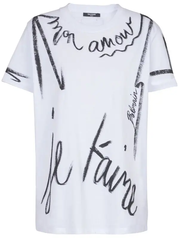Balmain Printed Cotton T-shirt - White