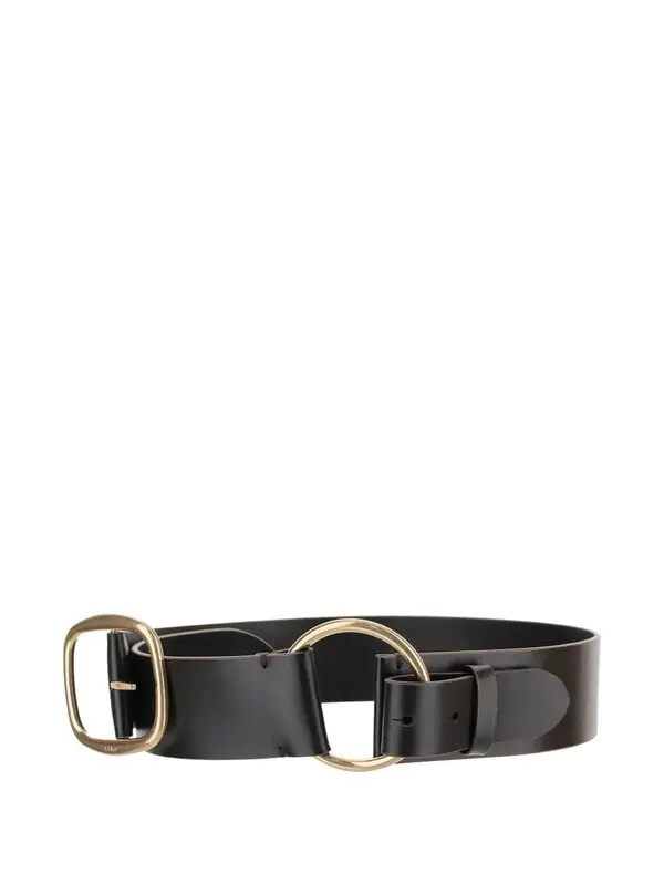 Chloé Leather Belt With Gold Rings - Black