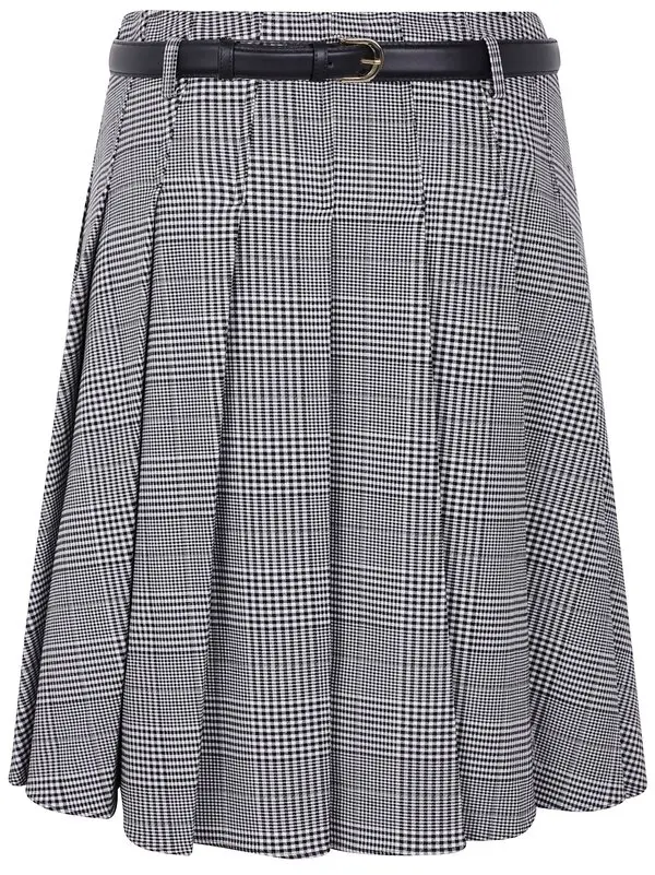 SELF-PORTRAIT Prince Of Wales Check Pleated Midi Skirt - Multi