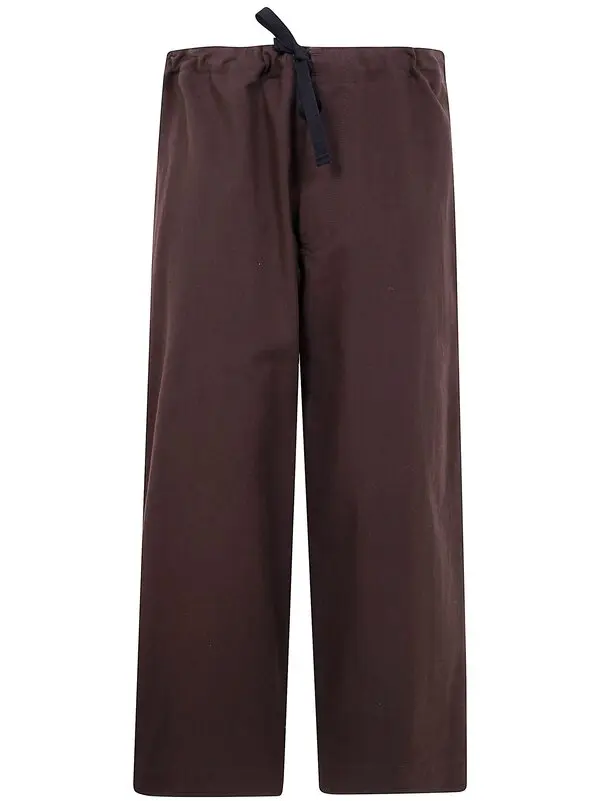 Y`S Straight String Twill Trousers