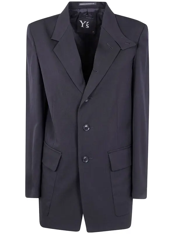 Y`S Notched Lapel Gabardine Jacket
