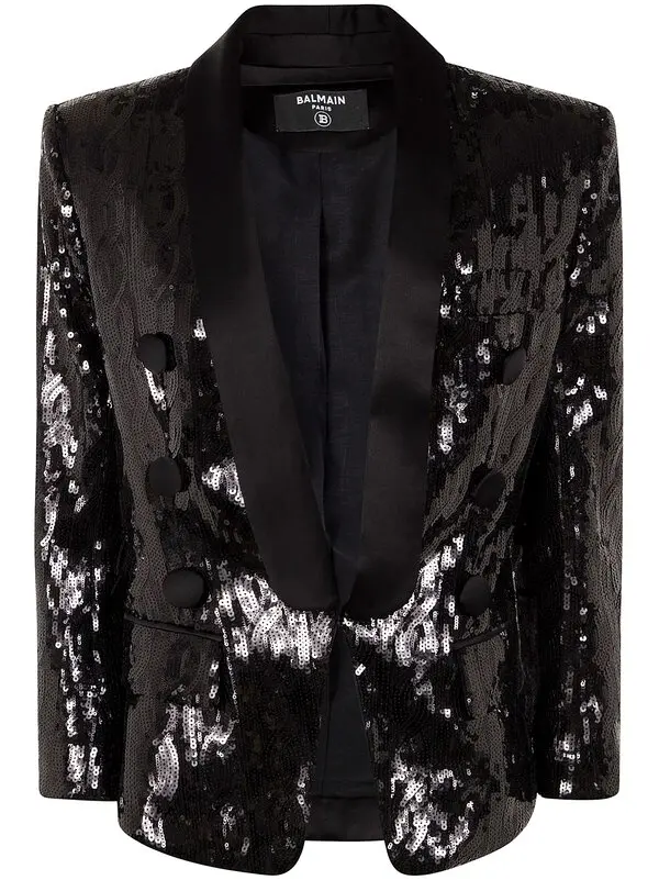 Balmain V-neck Tailored Jacket - Black