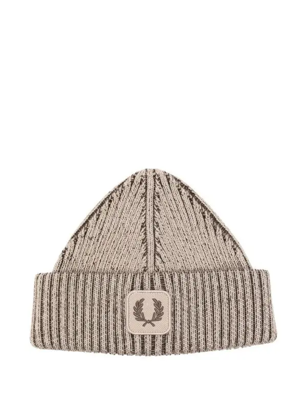 Fred Perry Cotton Ribbed Beanie - Beige