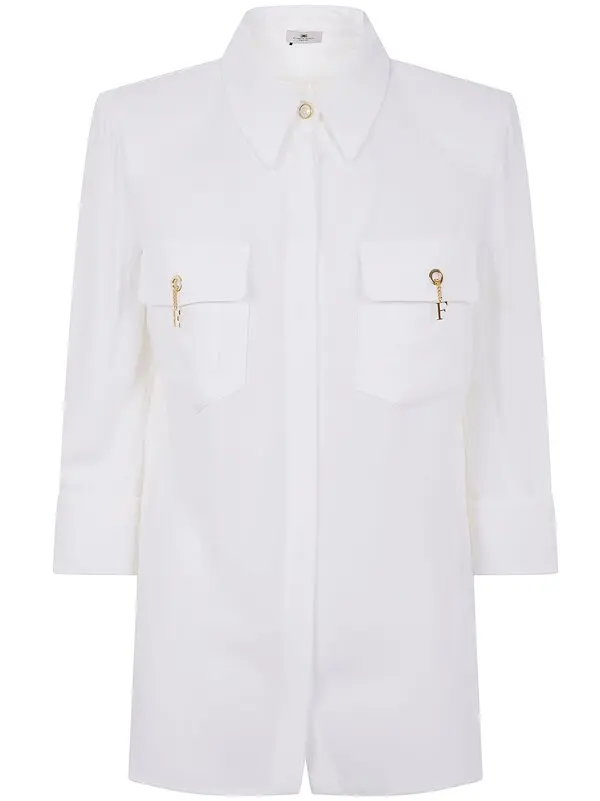 Elisabetta Franchi Long Sleeve Shirt With Piercing Pocket