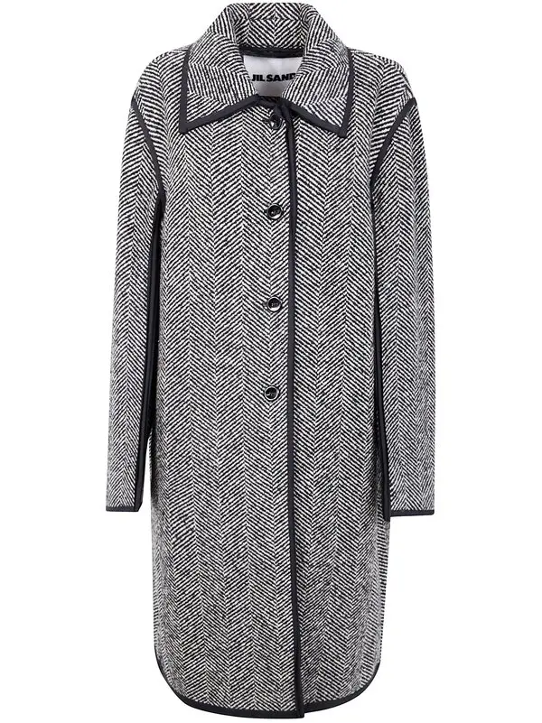 JIL SANDER 65 W Trim Wool Coat - Gray