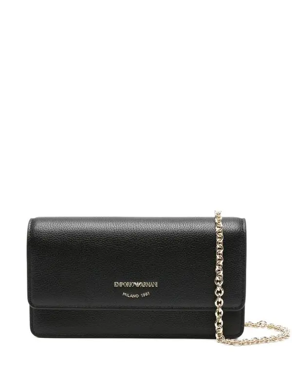 Emporio Armani Wallet On Chain Leather - Black