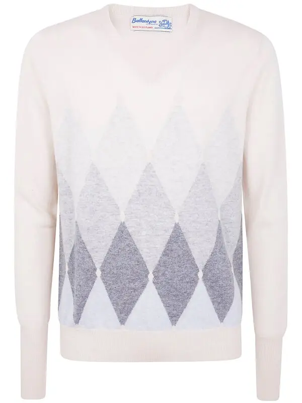 BALLANTYNE V-neck Pullover - White