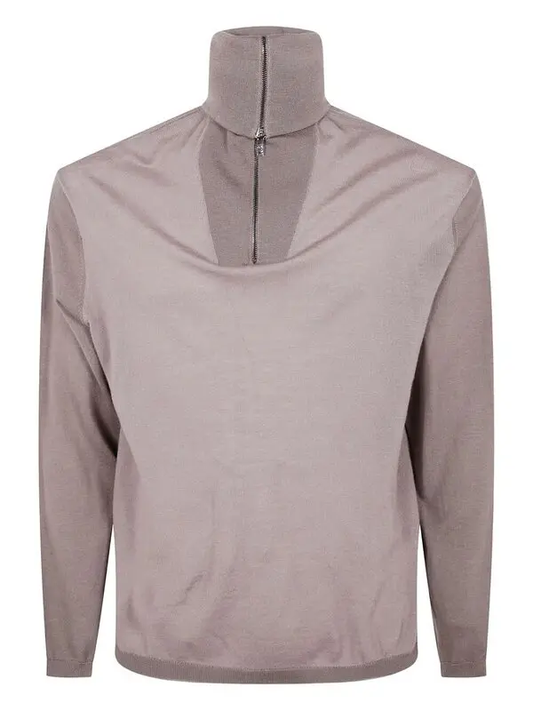 Emporio Armani Half Zip Turtleneck Sweater - Brown