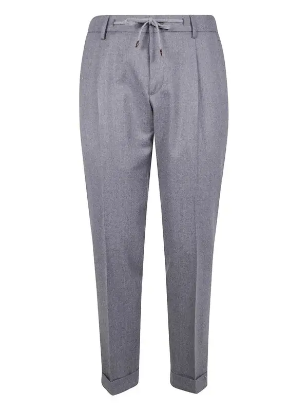 BARBA NAPOLI Roma Flanel Coulisse Chino Trousers - Gray
