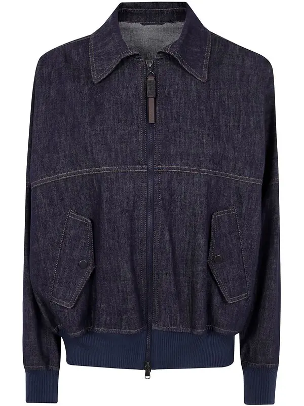 Brunello Cucinelli Padded Full Zip Jacket - Blue