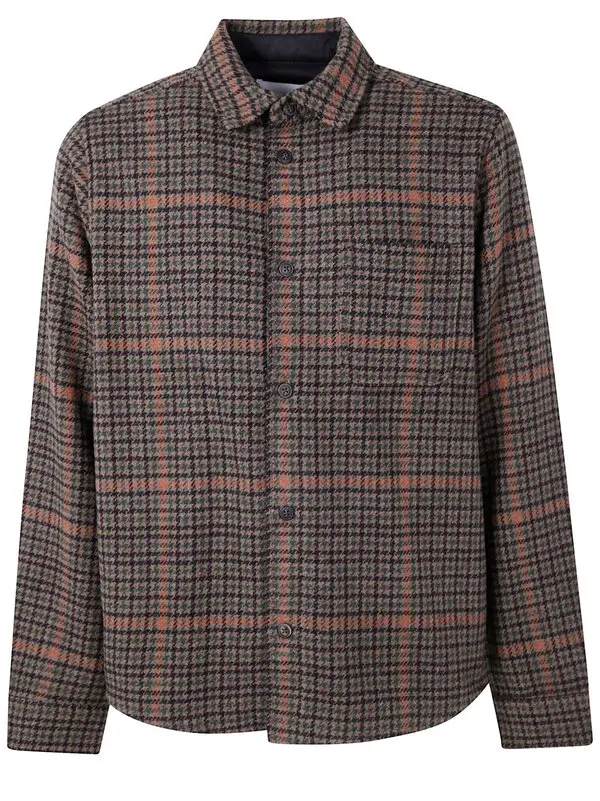 LES DEUX Kody Houndstooth" Overshirt - Brown
