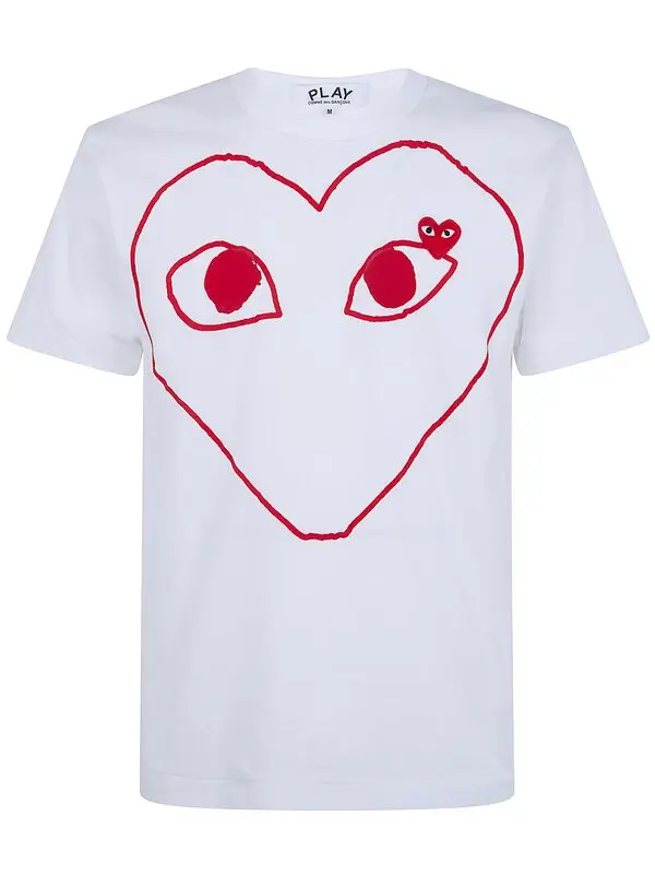 Play Comme Des Garcon Red Heart T-shirt - White